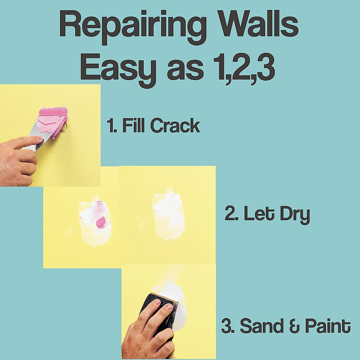 Do it Best Drywall Repair Kit- DAP Drydex (2Pack)- Joint Compound Spackle Patch- Nail Hole Filler- Wall Putty- Plaster Repair- Bundled w/Sanding Block & 3 Pack Putty Knife Set