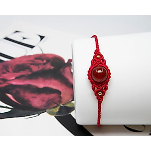 Handmade Red String Bracelet with 10mm Red Agate Bead - Good Luck and Protection - Ideal Gifts for Women, Teen Girls, Mother-Daughter, Couples, Sisters, and Friends (RuYi Knot 10MM Agate 1PC)