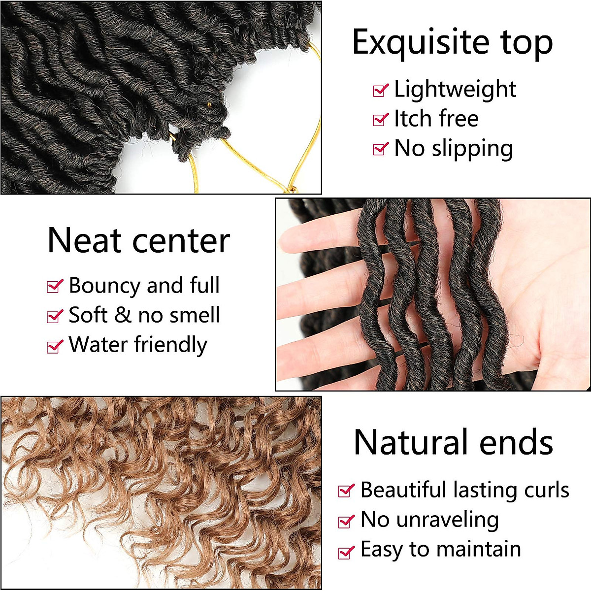 Goddess Locs Crochet Hair 20 Inch 6 Packs Faux Locs Crochet Hair Pre Looped Crochet Locs With Curly Ends Ombre Soft Loc Hair Extensions For Women(20",1b/27, 6packs)