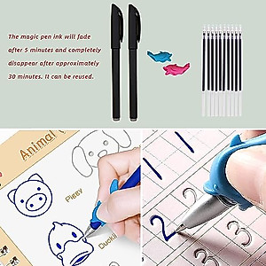 Reusable Grooved Handwriting Workbooks,Magic Copybook,Magic Writing Practice Copy Books, to Help Children Improve Their Handwriting Ink Practice Age 3-8 ​Calligraphy for Kids(5 Books with Pens)