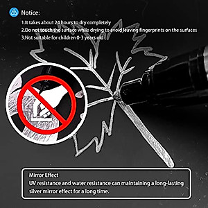 3Pcs Silver Liquid Mirror Chrome Markers, Permanent Reflective Liquid Chrome Paint Pens Set, High Gloss Art Car DIY Model Repair Markers Set for Plastic Metal Glass Ceramic - 0.7mm,1mm & 3mm