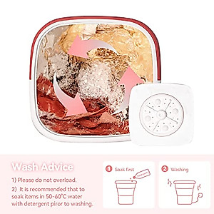 Portable Washing Machine - Mini Washing Machine with Drain Basket & 3 Mesh Laundry Bags, Portable Washer for Underwear, Bra, Baby Clothes, Socks, Stockings,Chinese Plug (Requires Additional Converter)