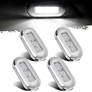 Partsam 4pcs 3" LED Oblong Stainless Courtesy Light Submersible Yacht Marine Boat Deck Lights, Walkways Step storage Led Interior Exterior courtesy Lights lighting, Suface Mount, 12V