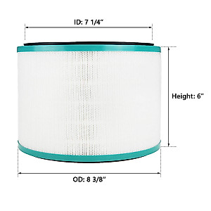 Replacement Filter for Dyson HP01 HP02 HP03 DP01 Desk Purifiers 1 Pack, A-KARCK Replaces Air Purifier Part #968125-03, Three-layer Filtration