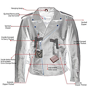 Xelement B7210 Men's 'Cool Rider' Black Vented Leather Motorcycle Jacket - 2X-Large