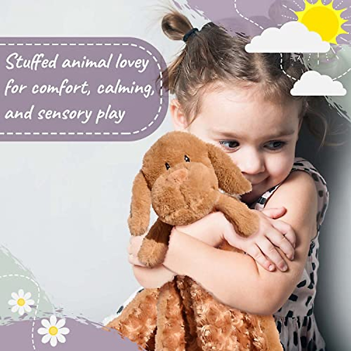 Lovey Microwavable Stuffed Animal - Large lovies for Babies which are heatable Stuffed Animals, Lavender Stuffed Animals micowavable with Removable Lavender Packet, Calming Heating pad Stuffed Animal