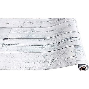 Peel and Stick Self-Adhesive Removable Wallpaper, Shiplap Light Grey/White Distressed Wood Plank Shelf Liner,Home Decoration 17.7''x118.1''