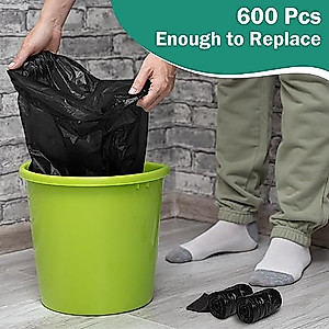 Maitys 600 Pcs Small Trash Bags 4-6 Gallon Small Garbage Bags Bulk Kitchen Trash Bags Bathroom Trash Bags Unscented Waste Basket Liner for Bathroom Bedroom Office Kitchen Yard Car, Black Green White