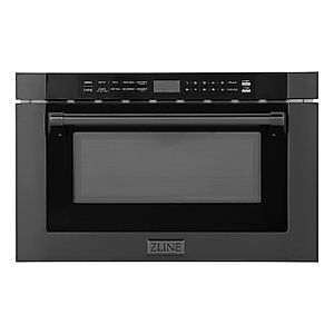 ZLINE 24" 1.2 cu. ft. Built-in Microwave Drawer with a Traditional Handle in Black Stainless Steel