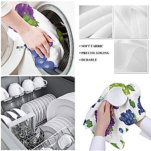 Big buy store Farm Grape Kitchen Dish Towels Set of 2, Soft Lightweight Microfiber Absorbent Hand Towel Purple Green Fruit Tea Towel for Kitchen Bathroom 18x28in