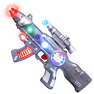 Light Up Spin Ball Blaster Toy Gun, 12.5 Inch Assault Rifle with Thrilling Multicolor LEDs and Sound Effects, Batteries Included, Play Gun for Boys and Girls, Space Gun Toy