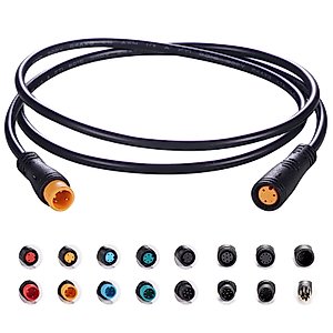 baluoqi Extension Cable 2Pin/3Pin/4Pin/5Pin/6Pin/8Pin/9Pin Waterproof Plug Works for Electric Bicycle Light/Throttle/Ebrake/Display Ebike Parts Extend Cable (3pin 80cm)