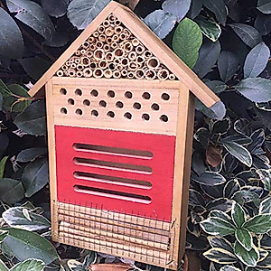 PINVNBY Insect House Natural Wooden Bee Hotel Butterfly Habitat for Gardens Ladybugs(Ladybirds), lacewings, Butterfly, Mason Bees, Solitary, Leaf Cutter & Many Other Beneficial Insects