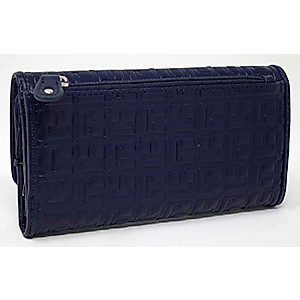 Tommy Hilfiger Women's Navy Blue Logo Debossed Checkbook Wallet Clutch Bag