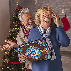 Diamond Art Wooden Box Kit 5D DIY Mandala Diamond Painting Decorative Boxes Small Retro Remote Storage Box Jewelry Trinket Stash Special Shape Crystal Mosaic Arts Crafts for Girl Dresser Desktop Decor