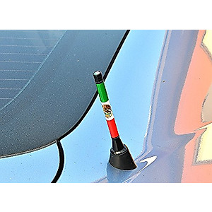 ICBEAMER 5 inch Mini Mexico Flag Aluminum with Internal Copper Coil Universal Fit AM/FM Radio Antenna Replacement Compatible for Car, Truck and Van