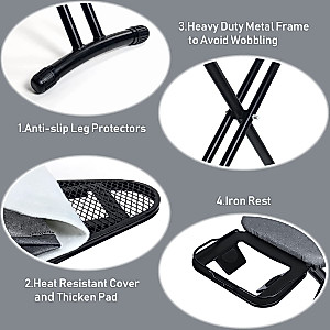 Duwee 12"x36" Ironing Board with Heat Resistant Cover and Thicken Felt Pad, Heavy Sturdy Legs