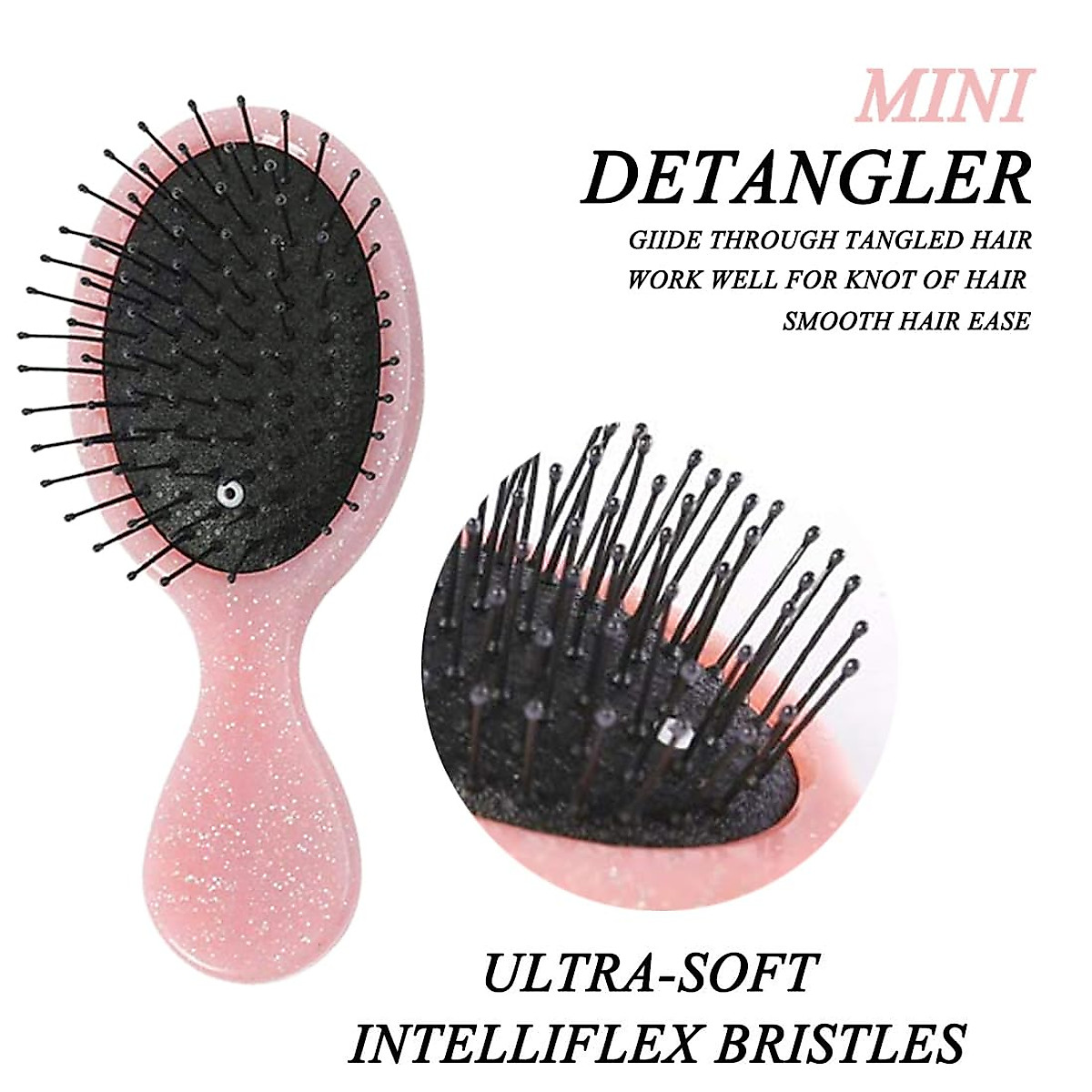 Toddler Detangler Hair Brush Travel Detangling Brushes 3Pcs Women Valentines Day Best Gift Small Wet Hair Brush For Baby Kids Pocket hairbrush Pro, for Curly Hair, Wet Dry Hair Tangle Brush
