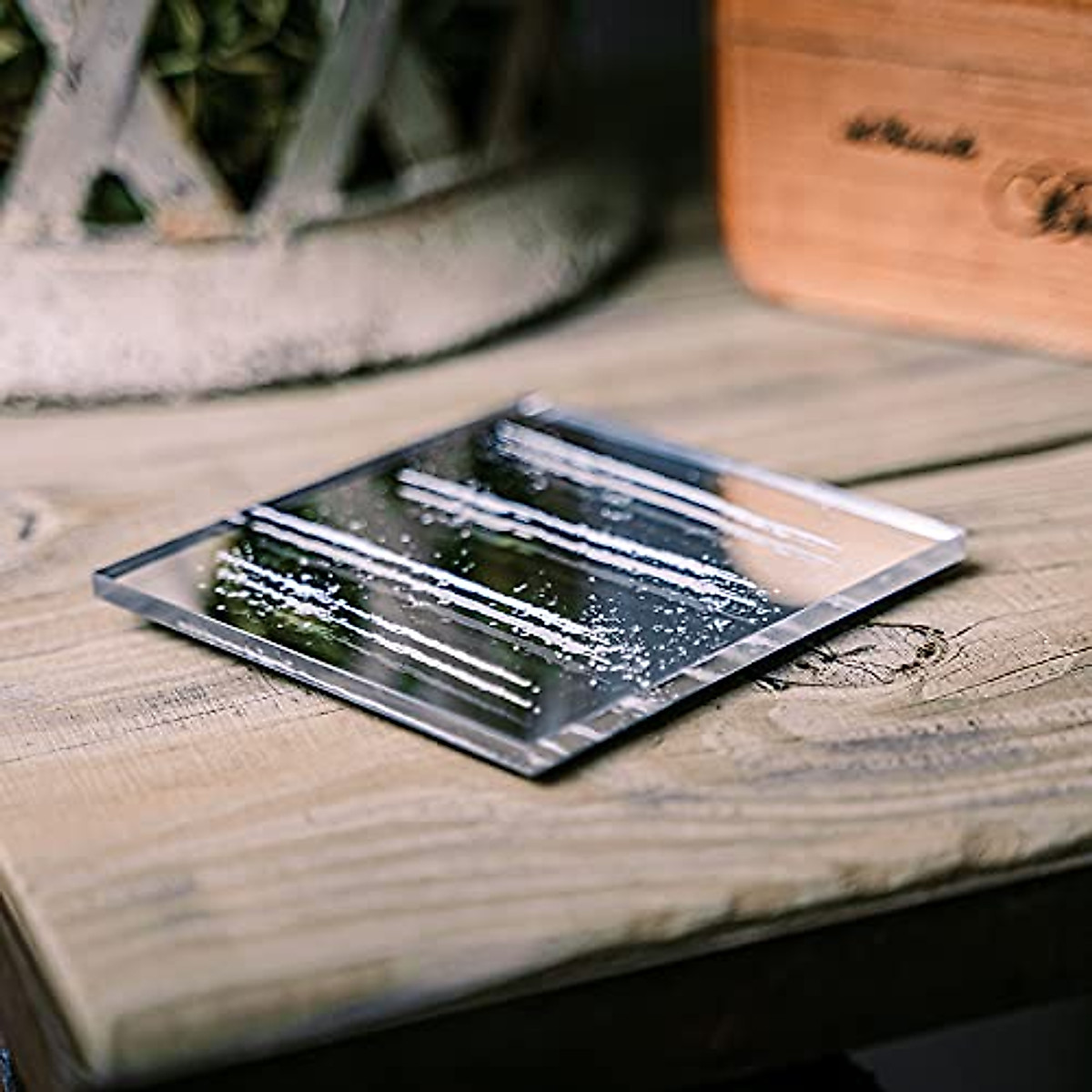 Cokester Funny Coasters for Drinks with Holder - 4 Pcs Novelty Gift Set Unique Present for Friends, Men, Women, Housewarming, Birthday, Living Room Decor, Holiday Party Nose Candy Gag Gifts… (Mirror)