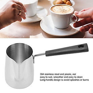 Turkish Coffee Pot,Mocha Pot Stainless Steel,Modern Turkish Coffee Pot,Hot Chocolate Pot,Milk Warmer,Butter and Chocolate Melting Pot,Long Handle Heat Resistant Milk Frothing Jug for Home(350ml),