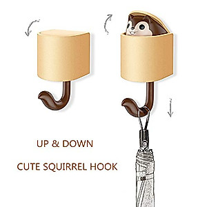 4Pcs Cute Cartoon Creative Squirrel Small Keychain Hooks ,Kids Cute Hooks Coat Wall Hooks , Adhesive Shower Towel Hooks , Hat Key Hooks ,Squirrel Wall Hook for Decoration