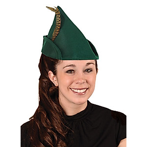 Beistle 2 Piece Novelty Felt Fabric Robin Hood Hats With Feathers Halloween Costume Accessory, Green/Brown