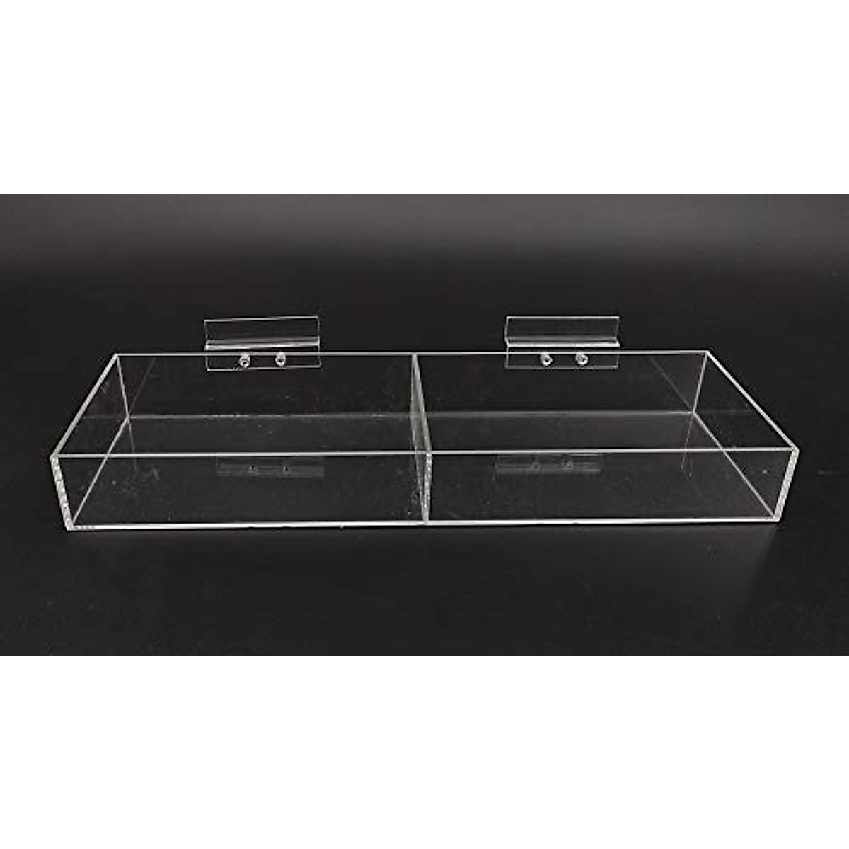 FixtureDisplays® Clear Acrylic Bin Transparent Plexiglass Organizer Tray Slatwall Basket 16.5W X 5.5D X 2.5"H Double Slot Plexiglass Holder Removalbe Hook 11709-15CNEW