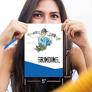 Play Strong Skateboarding Birthday Card 1-Pack (5x7) Power Player Illustrated Sports Birthday Cards Greeting Cards- Awesome for Skateboarders, Coaches and Fans Birthdays, Gifts and Parties!
