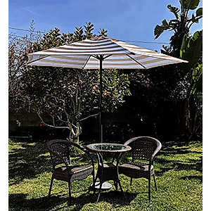 BELLRINO DECOR BELLRINO Replacement 9 ft 6 ribs MEDIUM COFFEEWHITE STRIPE STRONG & THICK Umbrella Canopy (Canopy Only)