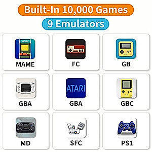FUNTELL Wireless Retro Game Console, Plug & Play Video TV Game Stick With 10000+ Games Built-in, 64G, 9 Emulators, 4K HDMI Output for TV with Dual 2.4G Wireless Controllers