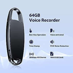 64GB Voice Recorder, Telele Digital Audio Recorder with 750 Hours Recording Capacity and 25 Hours Battery Time, Ideal for Meeting Lecture Interview Class