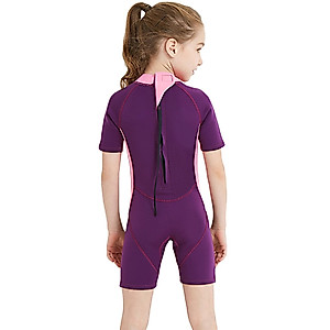 Neoprene Swimsuit Girls Boys 2.5mm Thickness Premium Short or Long Back Zipper One Piece Thermal UV Protection Youth Swim Wetsuit