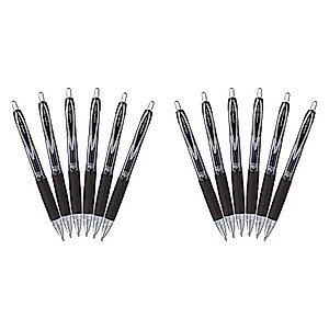 Uni-Ball Signo 207 Retractable Gel Pen, 1.0mm Bold Point, Black, Pack of 12