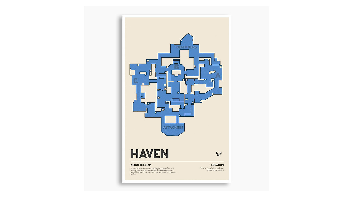 Haven Map Poster - Perfect Gaming Decor 8x10 Red | SnooozeWorks