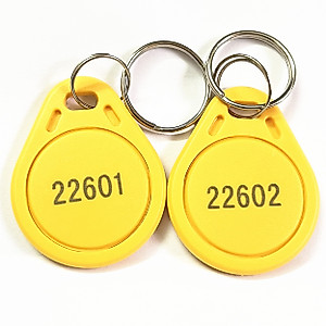 Quentin 100pcs Thin 26 Bit Proximity Key Fobs Weigand Prox Keyfobs Compatable with ISOProx 1386 1326 H10301 Format Readers. Works with The vast Majority of Access Control Systems(Yellow)