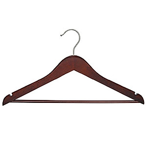 NAHANCO 20319WB Wooden Suit Hanger, 19", Low Gloss Mahogany with Brushed Chrome Hardware (Pack of 100)