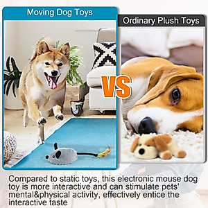 Mity rain Interactive Dog Toys, Fake Mouse Moving Dog Toy with Automatic Sensor, Dog Mouse Toy with Realistic Sound & Extended Tail, Automatic Dog Toy for Cats Dogs Pet, Squeaky Dog Toys