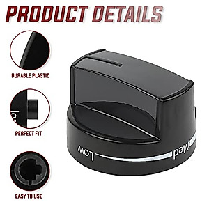 2 - Pack W10339442 Whirlpool Stove Knobs Cooktop Surface Burner Control Knobs Black Compatible with Whirlpool Gas Range/Stove/Oven - Repalces: W10339442, WPW10339442VP, 2311008, AP6019877