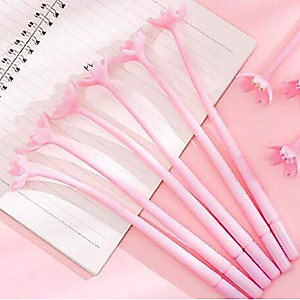 NUOBESTY Flower Ballpoint Gel Pen,Silicone Cherry Blossom Fine Point Black Rollerball Gel Ink Pen for Office School,12pcs