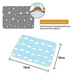 Waterproof Baby Diaper Changing Pad Multi Function Diaper Change Mat for Girls Boys Newborn - Leak Proof Sanitary Mats for Home and Outdoor, Travel,Premium Liners 19.6X27.5 in (Grey&Blue)