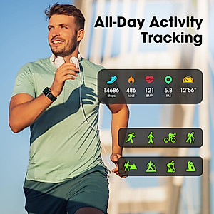 EURANS Smart Watch 41mm, Full Touchscreen Smartwatch, Fitness Tracker with Heart Rate Monitor & SpO2, 50 Meters Waterproof Pedometer Watch for Women Men Compatible with iOS & Android Phones