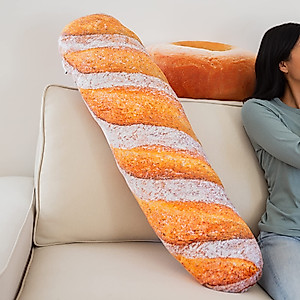 Much Comfort 42" 3D Rustic Baguette Throw Pillow - Made with Soft & Ultra Premium Fabric - Cute, Comfortable, Plush, Stuffed French Bread Loaf Body Cushion for Home Decor - Best Funny Gift - X-Large