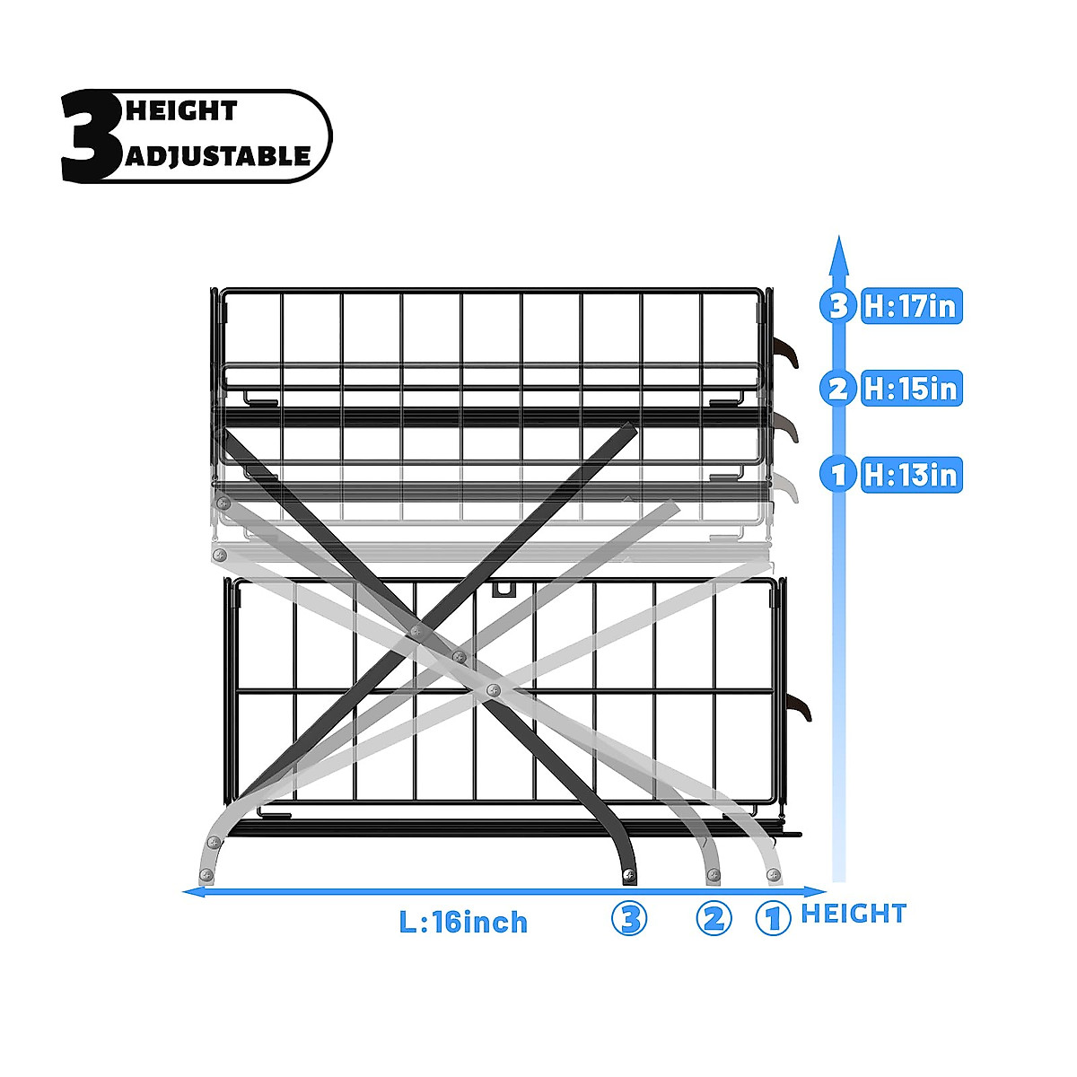 SweeTinytwo Adjustable Under Sink Organizer - 2 Tier Storage Rack with Height Adjustment, Bathroom Cabinet Storage Solution for Kitchen, Expandable Shelf for Under Sink Organization (40cm, white)