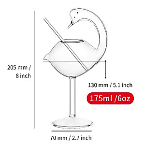 Brand Generic Cocktail Glass - Set of 2 Swan Glass 6oz Creative Drinking Glasses Wedding Gift for Juice, Martini, tequila, margarita