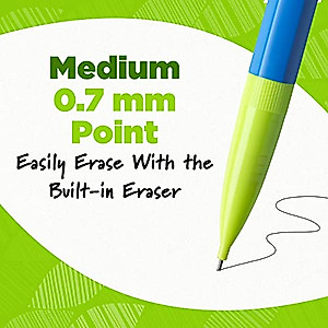 BIC Ecolutions Mechanical Pencils with Erasers, With Colorful Barrel, Medium Point (0.7mm), 96-Count Pack, Mechanical Pencils Made from 81% Recycled Plastic Excluding Leads and Erasers