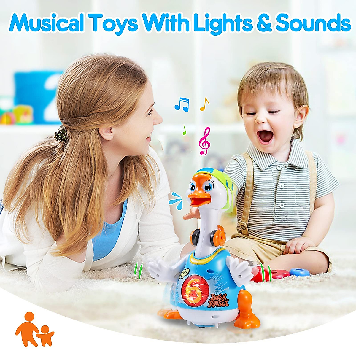 OCATO Baby Toys 12-18 Months Crawling Infant Toys Baby Musical Toys for Toddlers 1-3 Dancing Walking Swing Goose Toy Educational Interactive Light-up Gifts Toys for 1 2 3 4 5 Year Old Boys Girls Kids