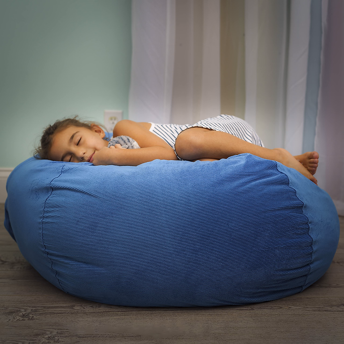 EMMandSOPHIE Stuffed Animal Storage Bean Bag Chair-Kids Bean Bag Chairs-Bean Bag Chair Kids-Beanbag Chairs for Kids and Teens-Stuffed Animal Holder-Stuffed Animal Bean Bag Storag