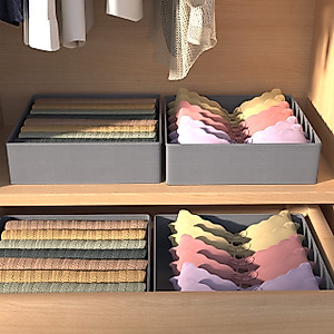 NAC HOOH Bra Organizer 2Pack Drawer Organizers Clothes Underwear Drawer Organizer Foldable Closet Organizers and Storage Dresser Drawer Dividers for Clothes Socks Scarves Towels Ties (2 PACK Gray)