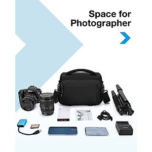 BAGSMART Small Camera Case with Tripod Holder, Compact Camera Shoulder Bags for DSLR/SLR/Mirrorless Cameras, Waterproof Crossbody Bag Women Men, Black