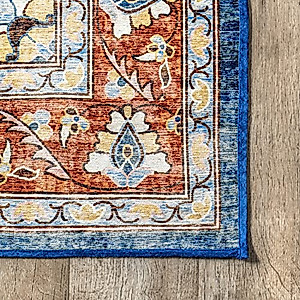 nuLOOM Zuri Bold Floral Machine Washable Area Rug, 5' x 8', Blue